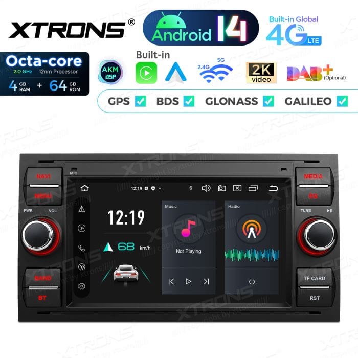 Rádio Xtrons Android 14 7" Octa-Core Ford Focus Transit Fiesta (2005-2008) 4GB 64GB - Ignition ...